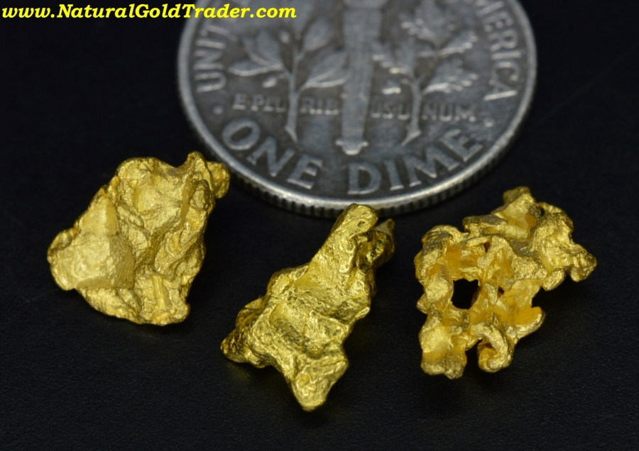 3.94 Grams (3) Australia Placer Gold Nuggets