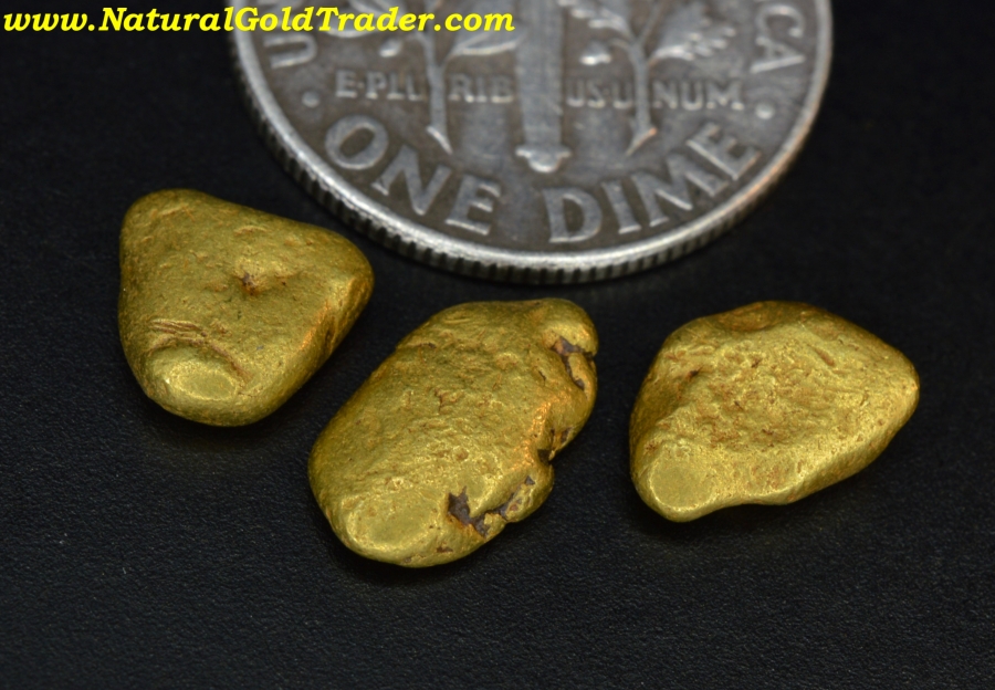3.49 Grams (3) Yukon Canada Gold Nuggets