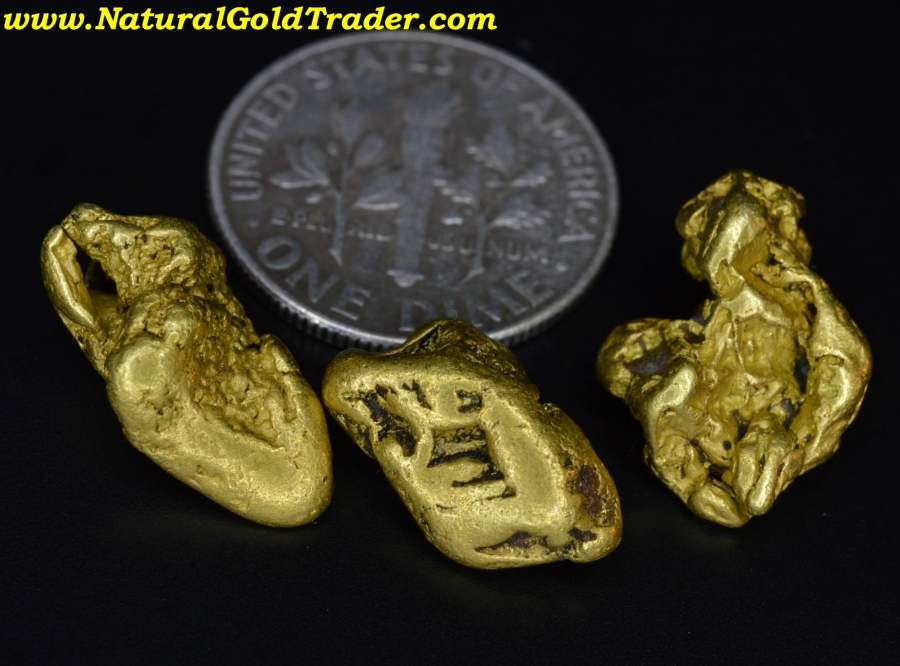 10.28 Grams (3) Canadian Placer Gold Nuggets