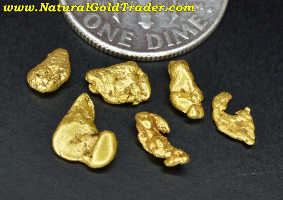 1.58 Grams (6) El Dorado California Gold Nuggets