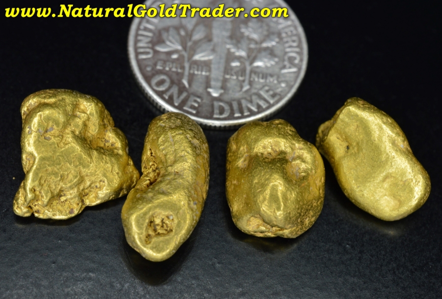 14.87 Grams (4) Alaska River Dredged Gold Nuggets