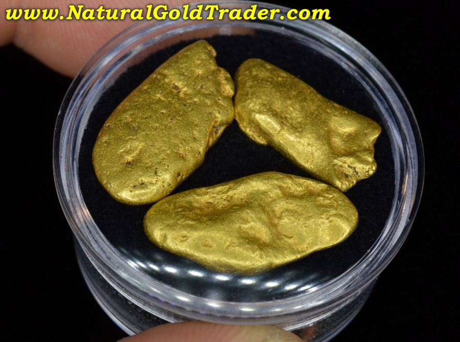 17.55 Grams (3) Alaskan Pure Placer Gold Nuggets