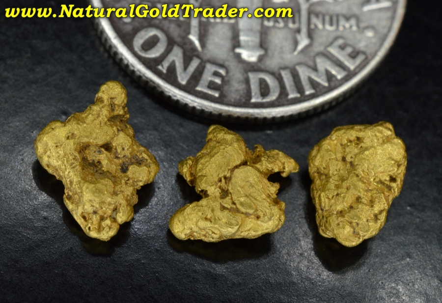 2.31 Grams (3) Kingman Arizona Natural Gold Nuggets