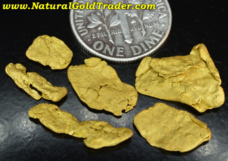3.55 Grams (6) Montana Large Gold Flakes/Nuggets