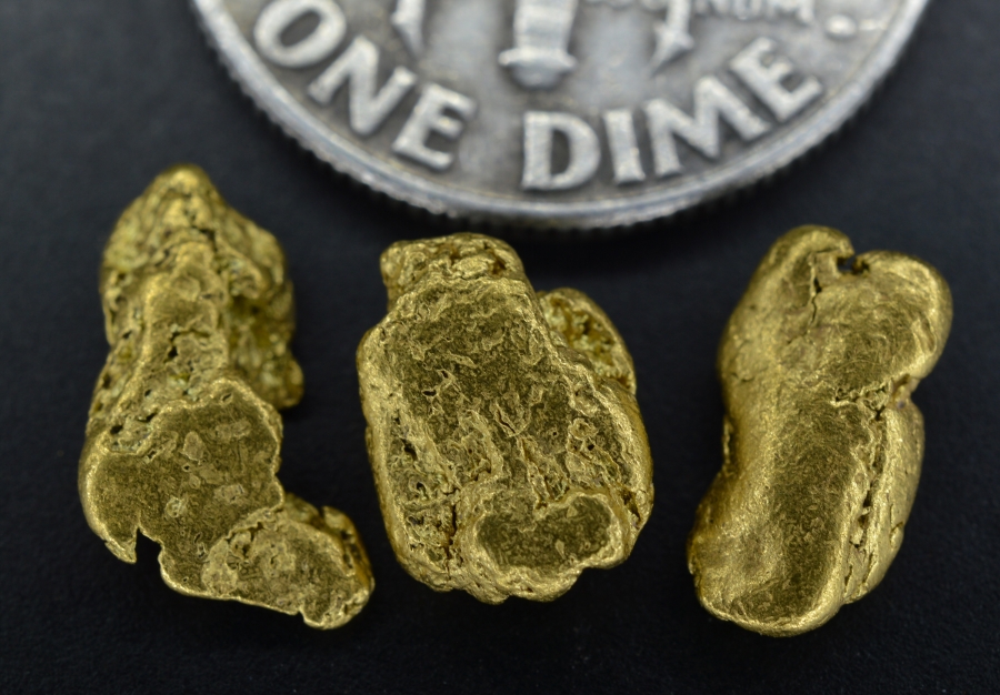 2.30 Grams (3) Oregon Gold Nuggets