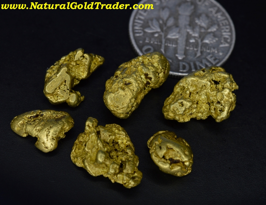 11.54 Grams (6) Yukon Canada Gold Nuggets