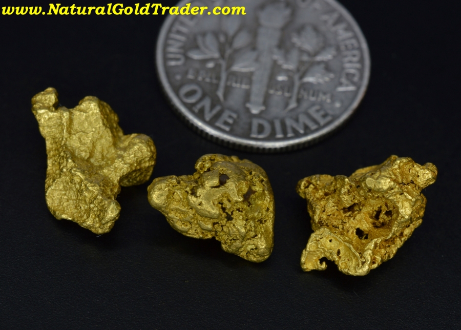 6.82 Grams (3) Yukon Canada Gold Nuggets