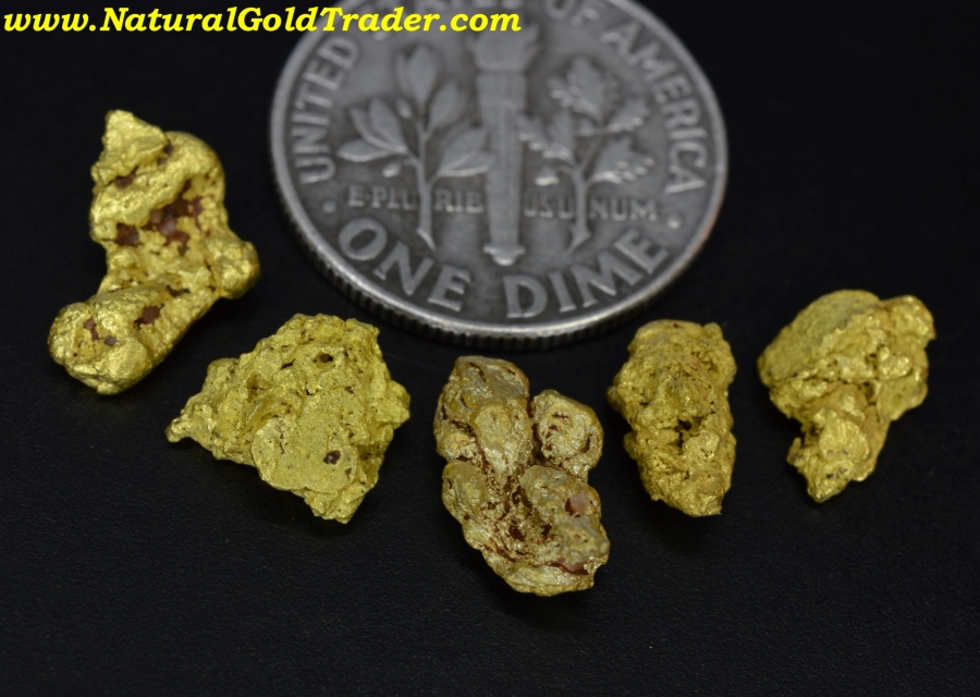 3.65 Grams (5) American River California Gold Nuggets