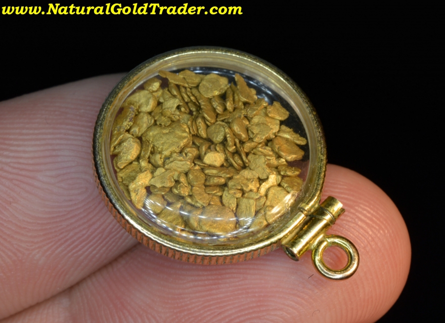 4.47 Gram Alaska Gold Flake Filled Bezel Pendant