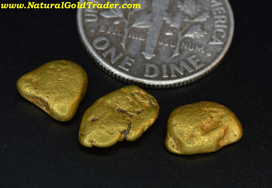 3.49 Grams (3) Yukon Canada Gold Nuggets