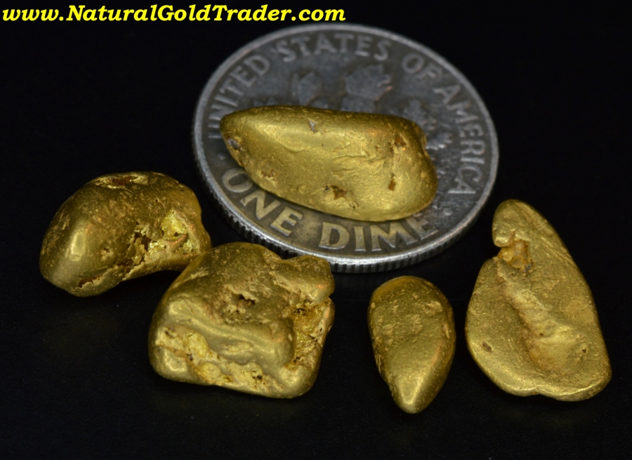 10.48 Grams (5) Silver Valley Idaho Placer Gold Nuggets