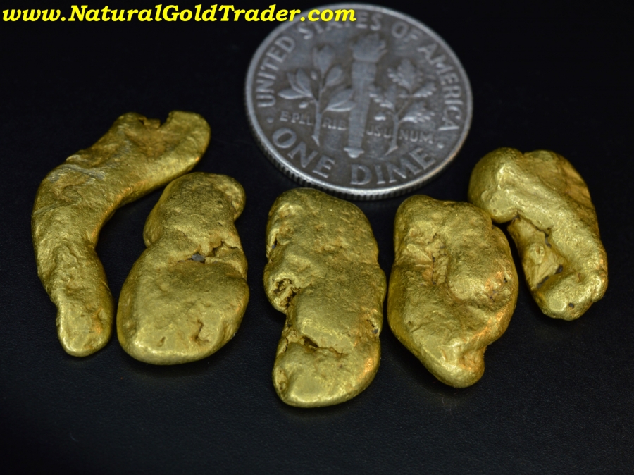 18.00 Grams (5) Yukon Canada Placer Gold Nuggets