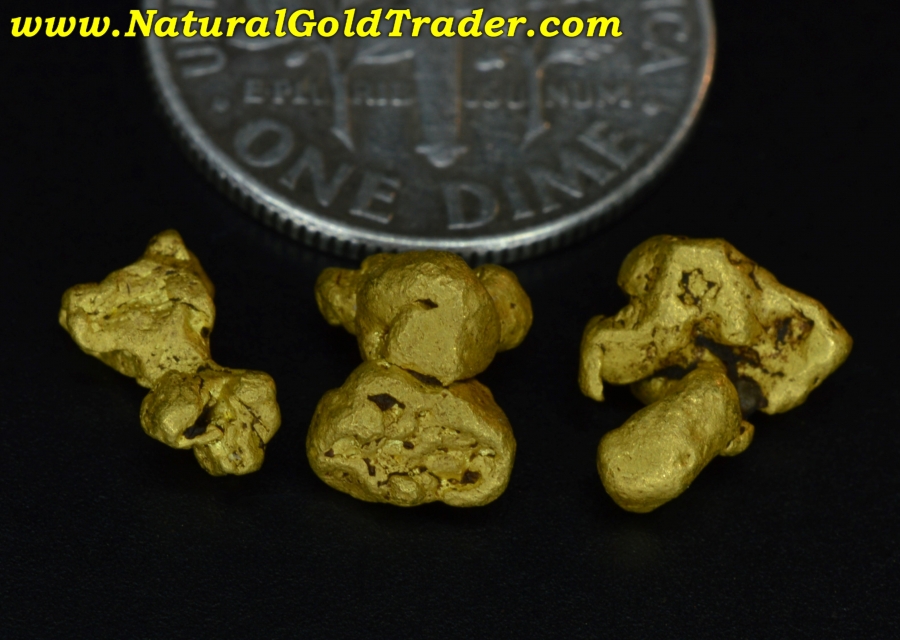 3.30 Grams (3) Natural Nevada Gold Nuggets