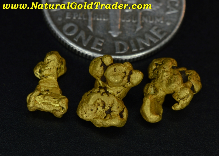 3.30 Grams (3) Natural Nevada Gold Nuggets