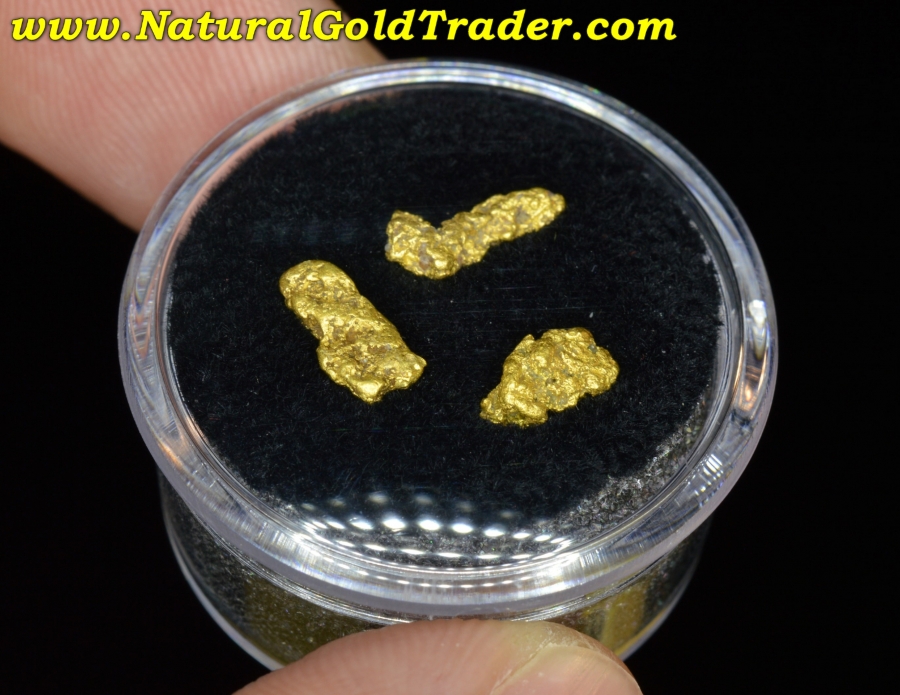 1.25 Grams (3) California Coarse Gold Nuggets
