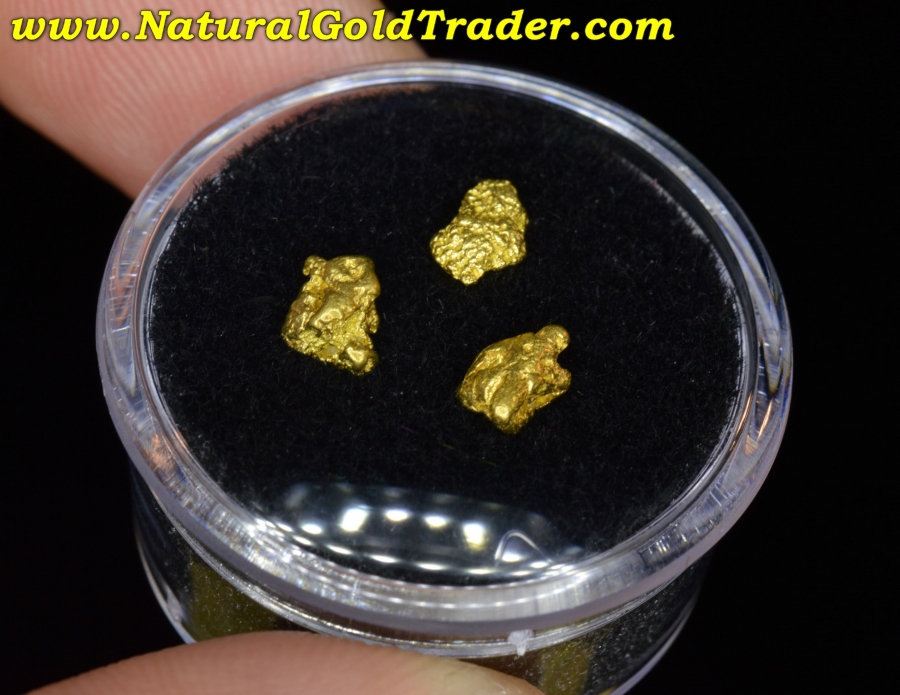 .97 Grams (3) Alaskan Placer Gold Nuggets