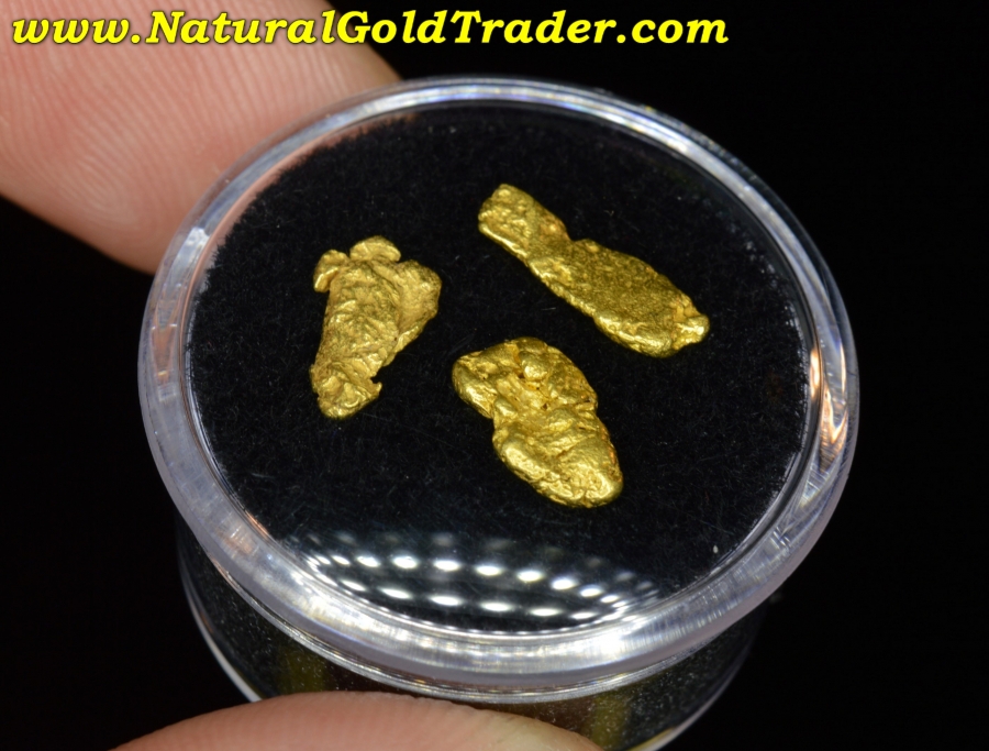 1.65 Grams (3) Natural Alaska Placer Gold Nuggets
