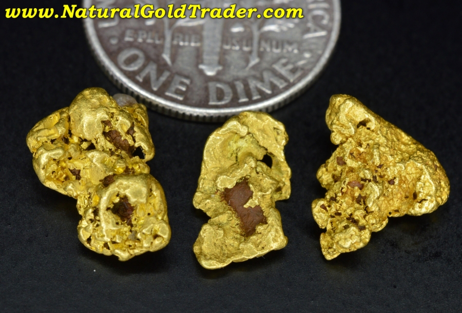 3.36 Grams (3) Alaskan Chunky Gold Nuggets
