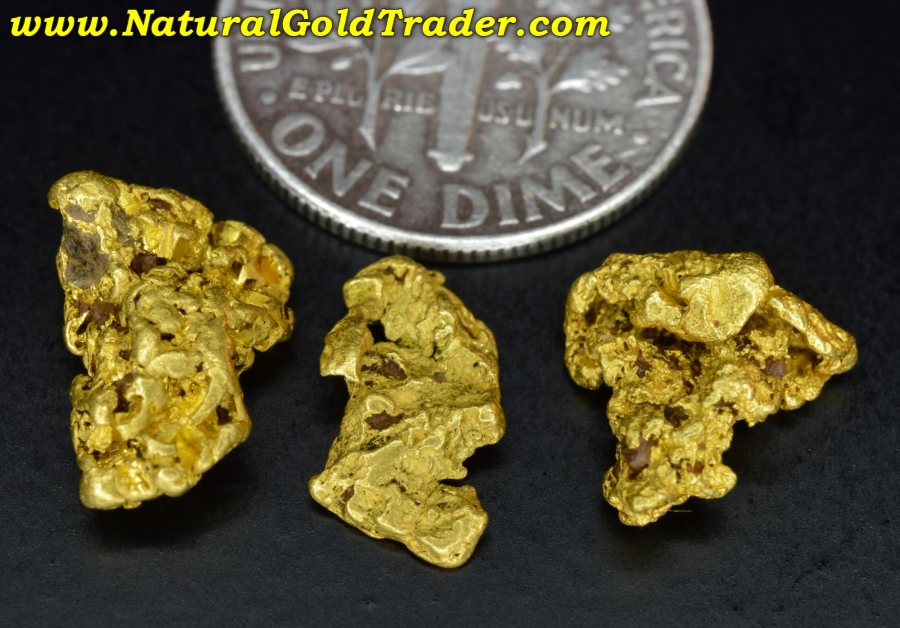 3.36 Grams (3) Alaskan Chunky Gold Nuggets