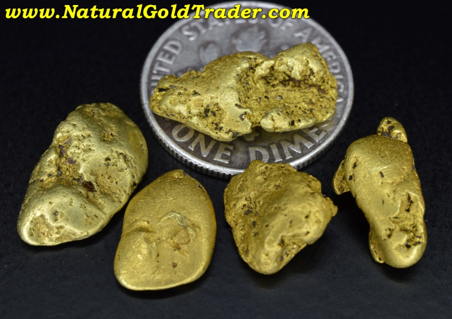 10.48 Grams (5) Natural Alaskan Placer Gold Nuggets