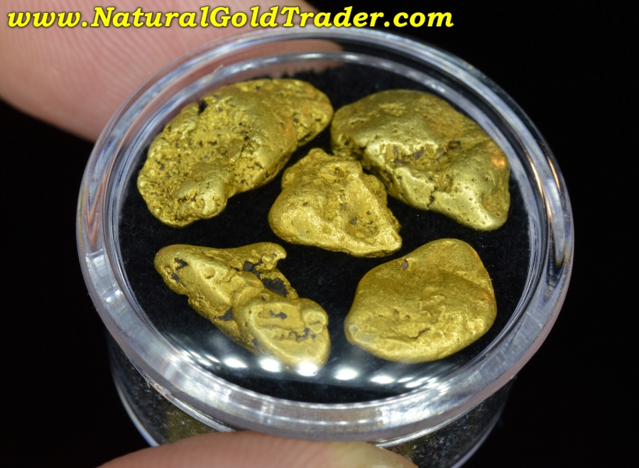 10.48 Grams (5) Natural Alaskan Placer Gold Nuggets