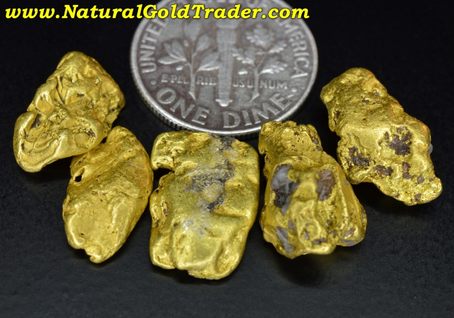 13.87 Grams (5) Alaskan Placer Gold Nuggets