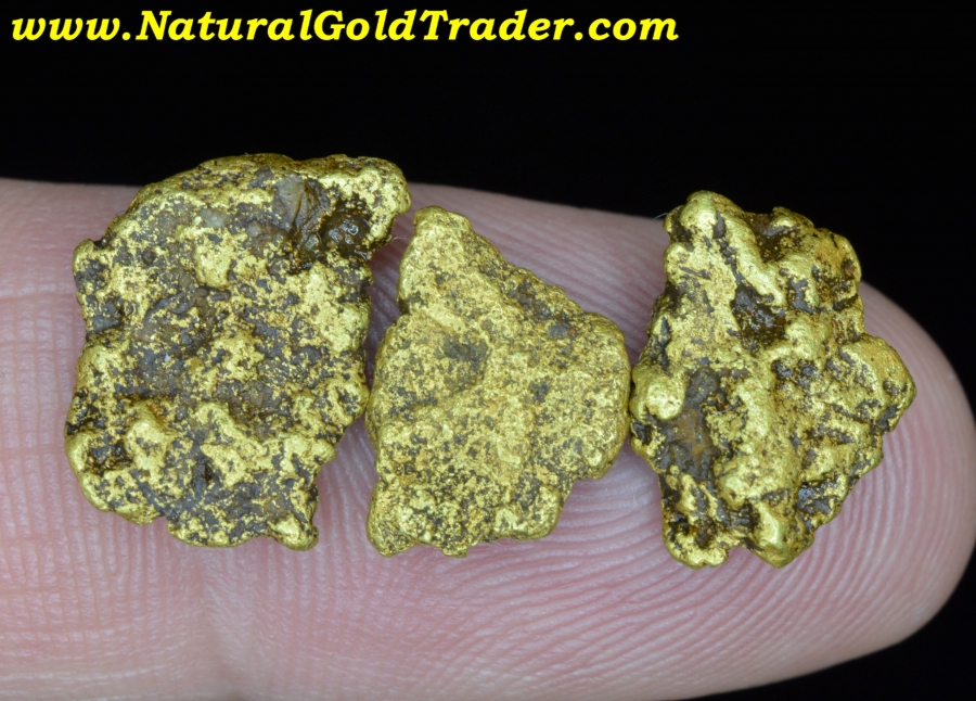 5.72 Grams (3) Fairbanks Alaska Chunky Gold Nuggets