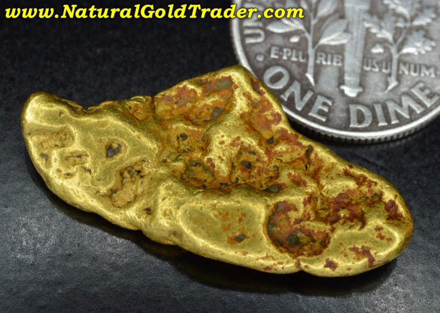 7.29 Gram Alaska Iron Stained Solid Gold Nugget