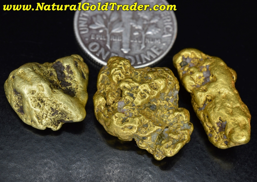 18.28 Grams (3) Natural Alaska Placer Gold Nuggets