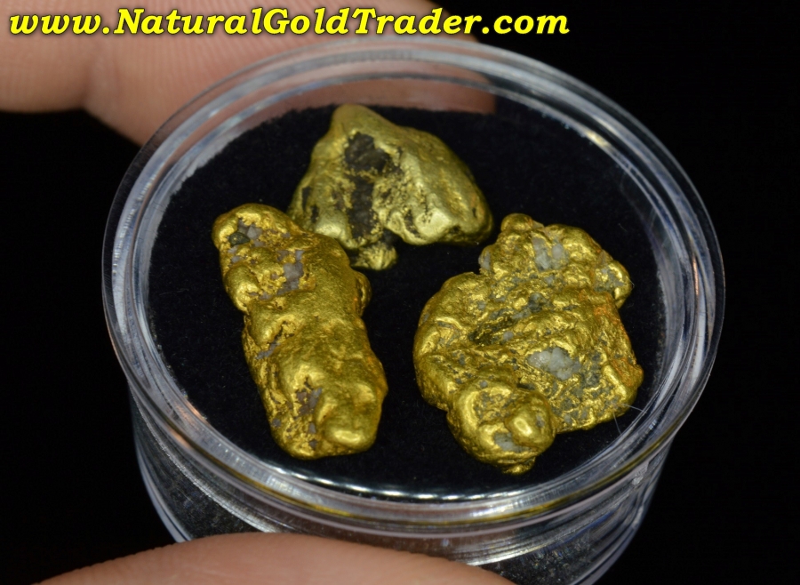 18.28 Grams (3) Natural Alaska Placer Gold Nuggets