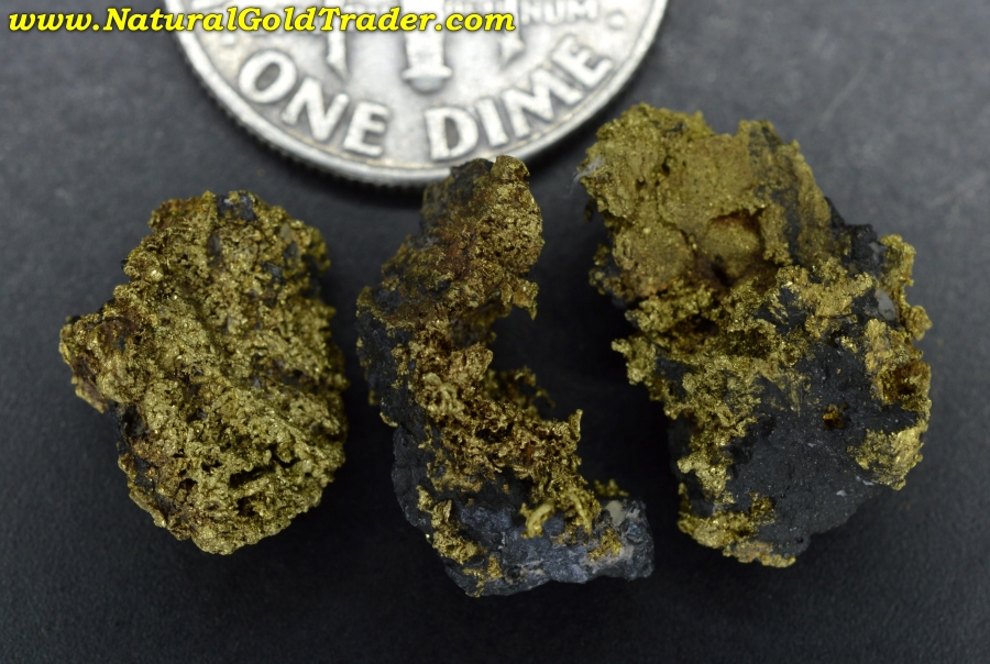 4.89 Grams (3) Idaho Gold & Hematite Specimens