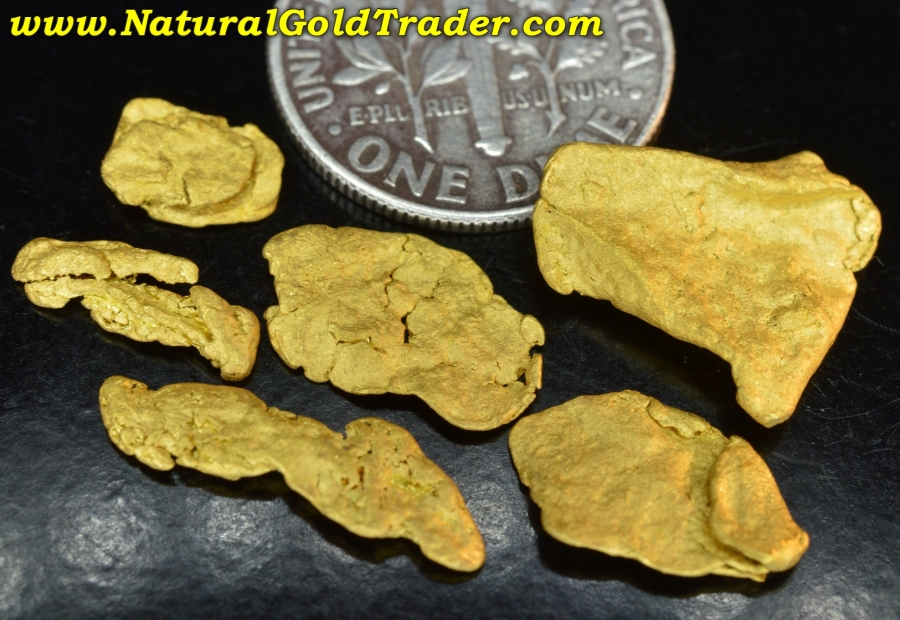 3.55 Grams (6) Montana Large Gold Flakes/Nuggets